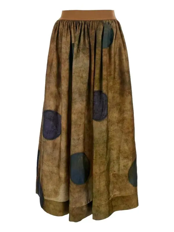 UMA WANG Polka-dot Pleated Midi Skirt - Neutrals