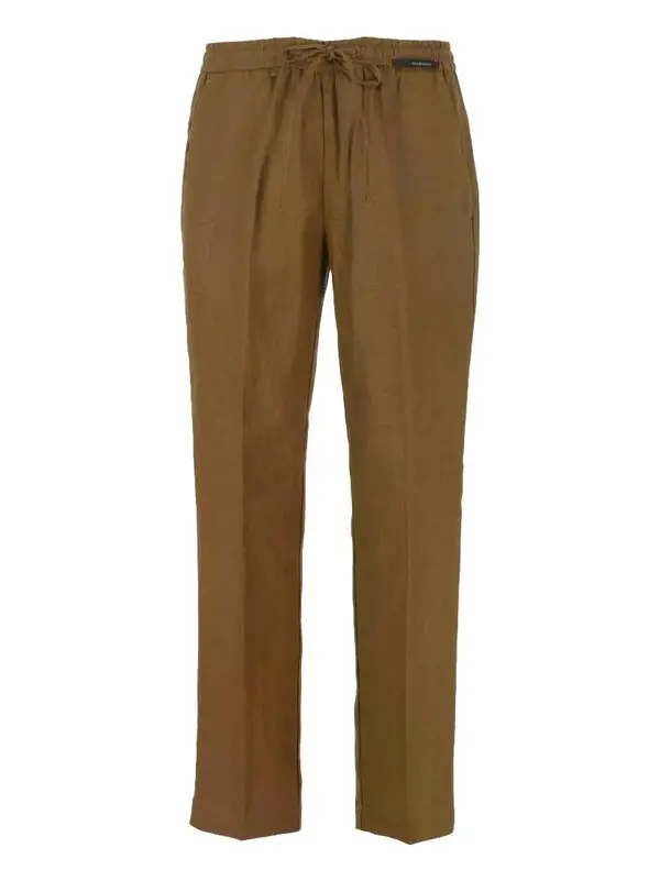MICHAEL COAL Drawstring-waist Linen Trousers - Brown