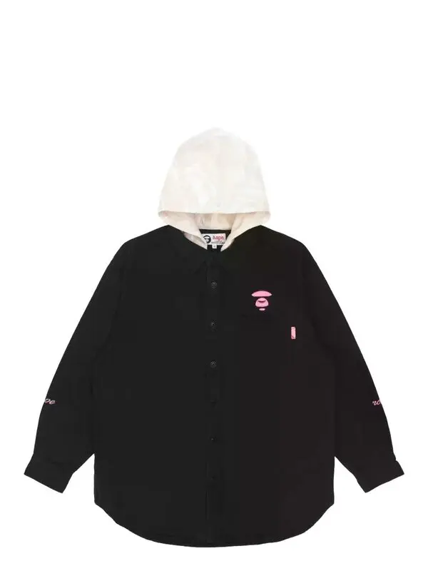 AAPE BY *A BATHING APE Moonface Embroidered-logo Hooded Shirt - Black