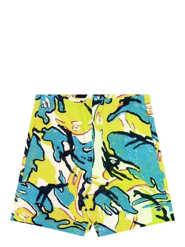 AAPE BY *A BATHING APE Graphic-print Logo-patch Shorts - Yellow