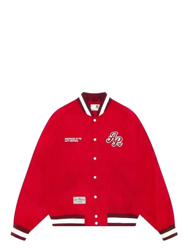 AAPE BY *A BATHING APE Embroidered Logo-patch Varsity Jacket - Red