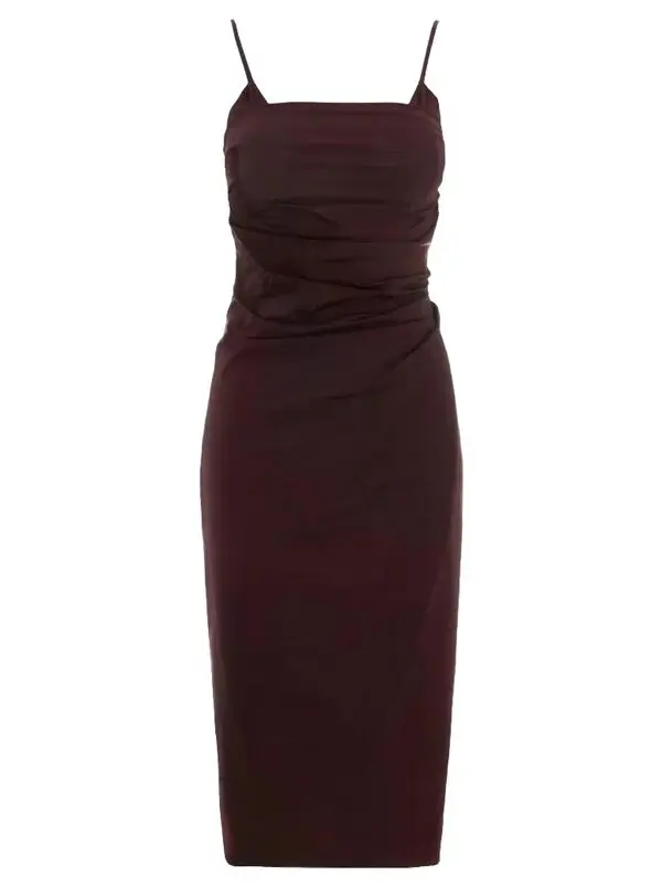 Patrizia Pepe Ruched Spaghetti-strap Midi Dress - Brown