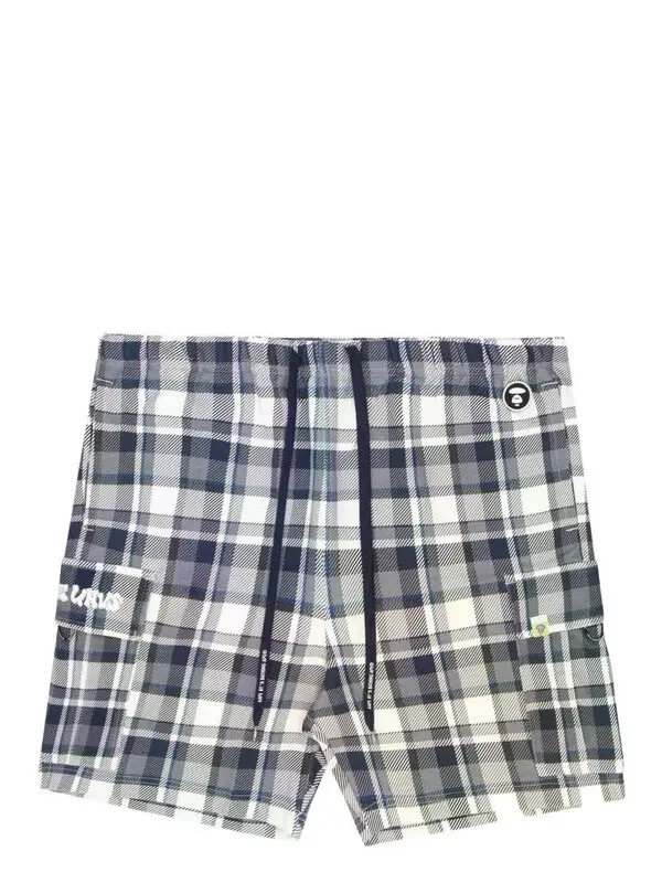 AAPE BY *A BATHING APE Moonface Check Cargo Shorts - Blue