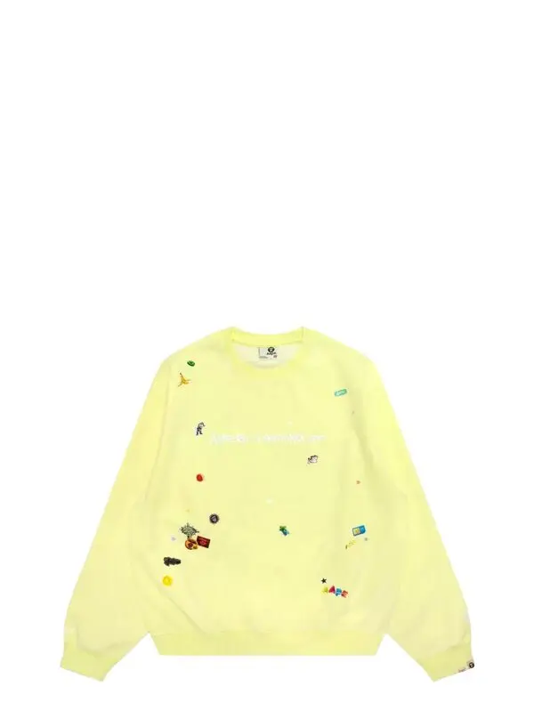 AAPE BY *A BATHING APE Sticker-print Crew-neck Sweatshirt - Yellow