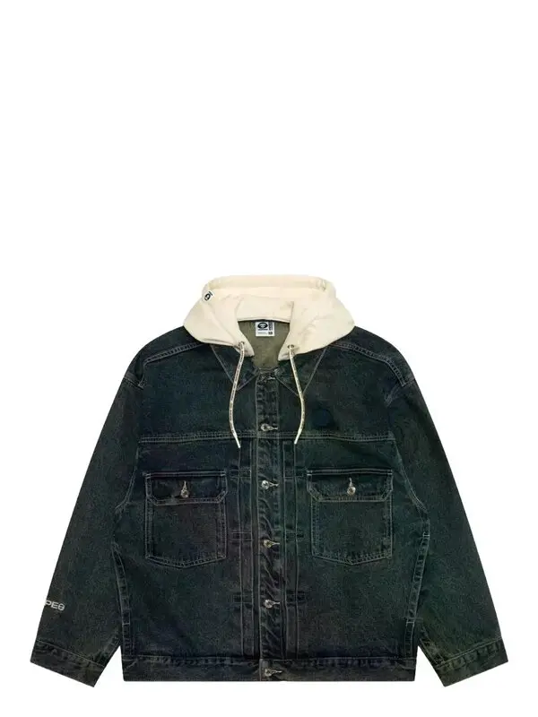 AAPE BY *A BATHING APE Moonface Hooded Denim Jacket - Blue
