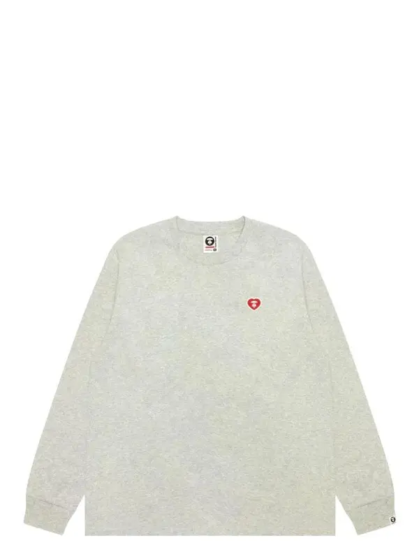 AAPE BY *A BATHING APE Moonface Heart-patch Long-sleeve T-shirt - Grey