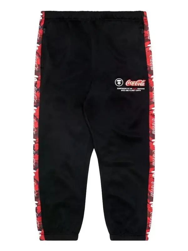 AAPE BY *A BATHING APE X Coca-cola Moonface-patch Camouflage-tape Track Pants - Black