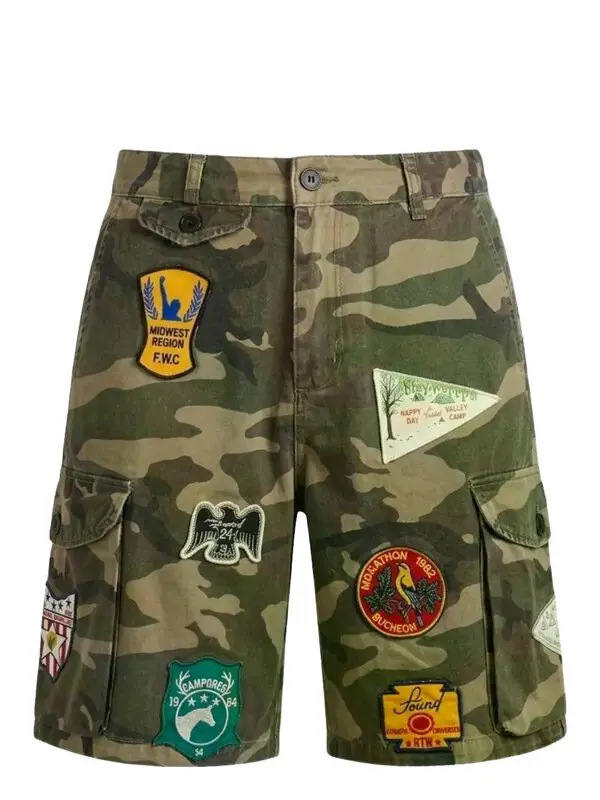 FOUND Patchwork Camouflage-print Shorts - Green