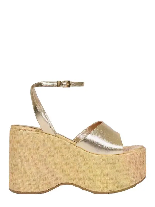 Schutz Metallic Platform Sandals - Gold