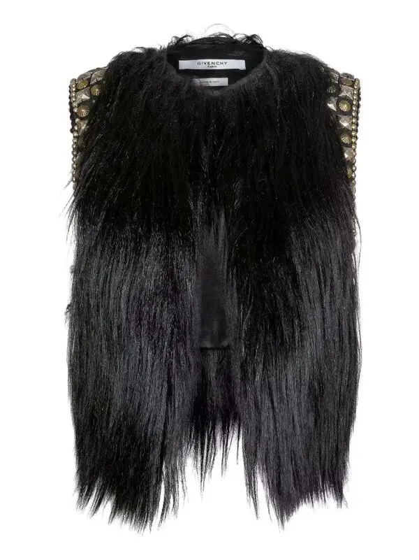 Givenchy Studded Fur Gilet - Black