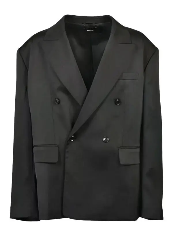 BREATH Oversized-fit Double-breasted Suit Jacket - Black
