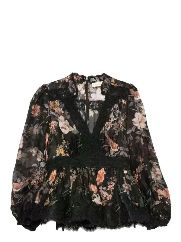 Zimmermann Carousel Floral-print Blouse - Black