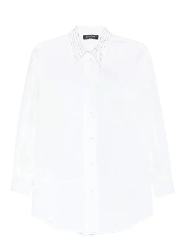 Fabiana Filippi Crystal-embellished Cotton Shirt - Neutrals