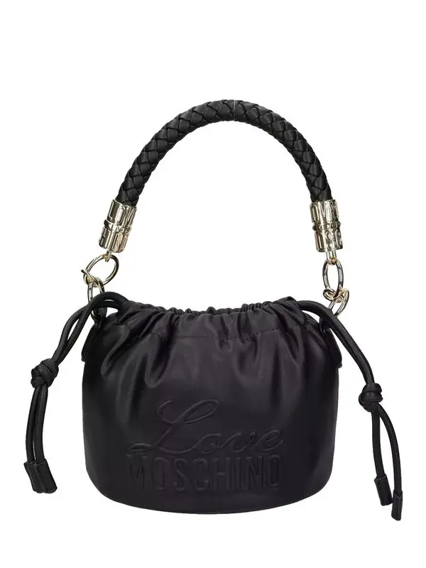 Moschino Logo-embossed Shoulder Bag With Braided Handle - Black