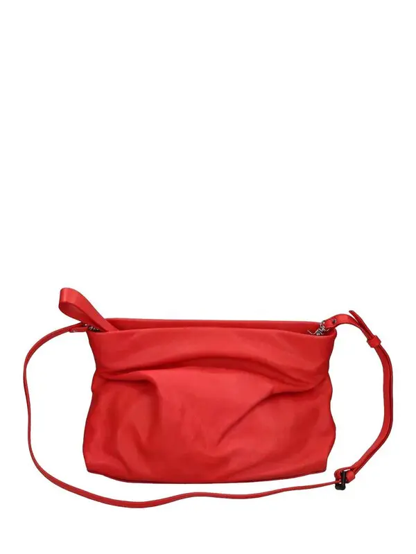 VIC MATIE Leather Ruched Shoulder Bag - Red