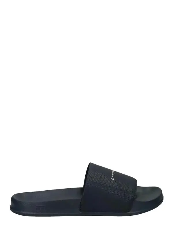 Tommy Hilfiger Logo-detail Textured Slides - Black