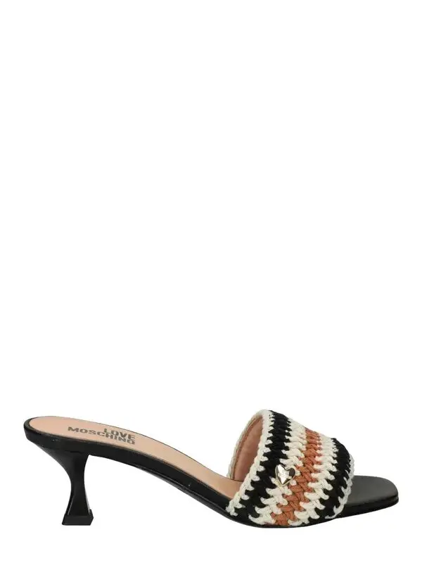 Moschino Crochet-knit Heart-motif Sandals - Black