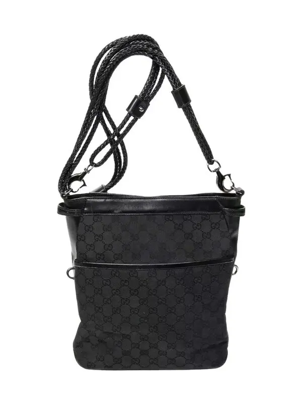 Gucci Gg Monogram Braided Shoulder Bag - Black