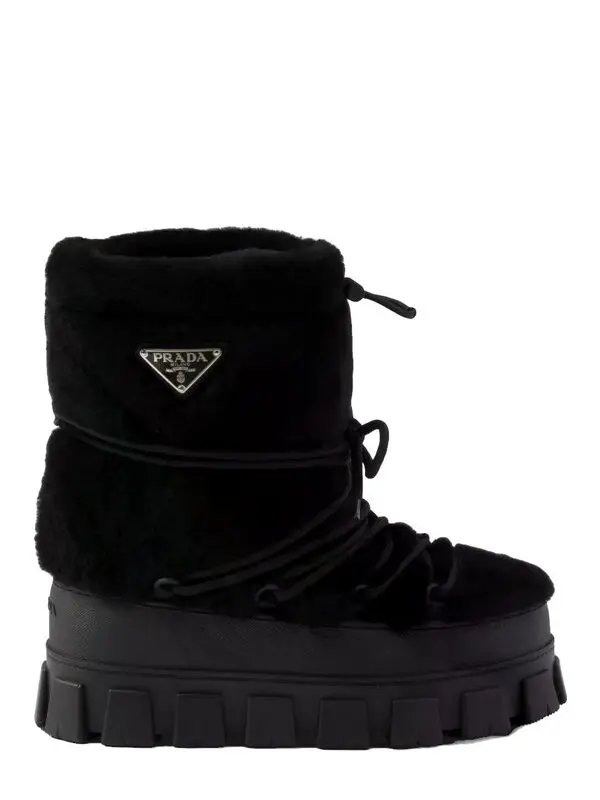 Prada Shearling Après Ski Booties - Black