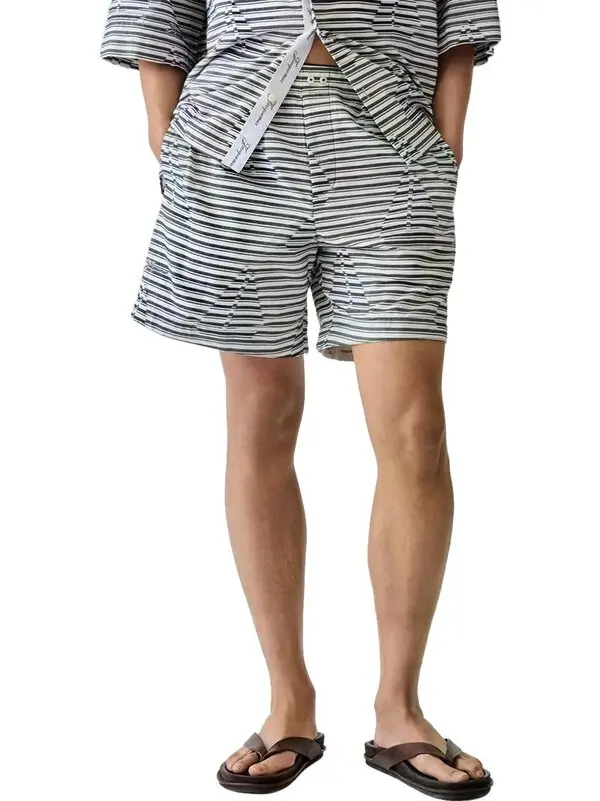 Jacquemus The Caleçon Striped Sailboat-jacquard Shorts - White