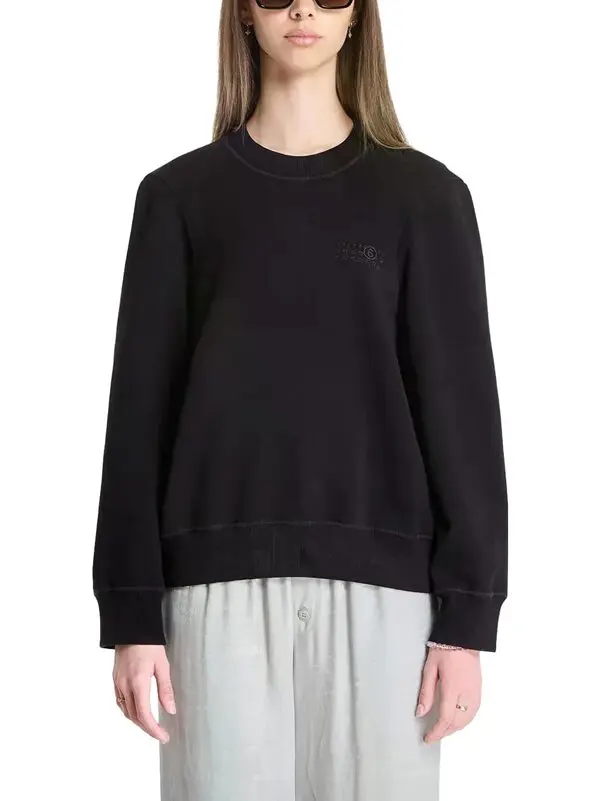 MAISON MARGIELA Logo-embroidered Ribbed-trim Sweatshirt - Black