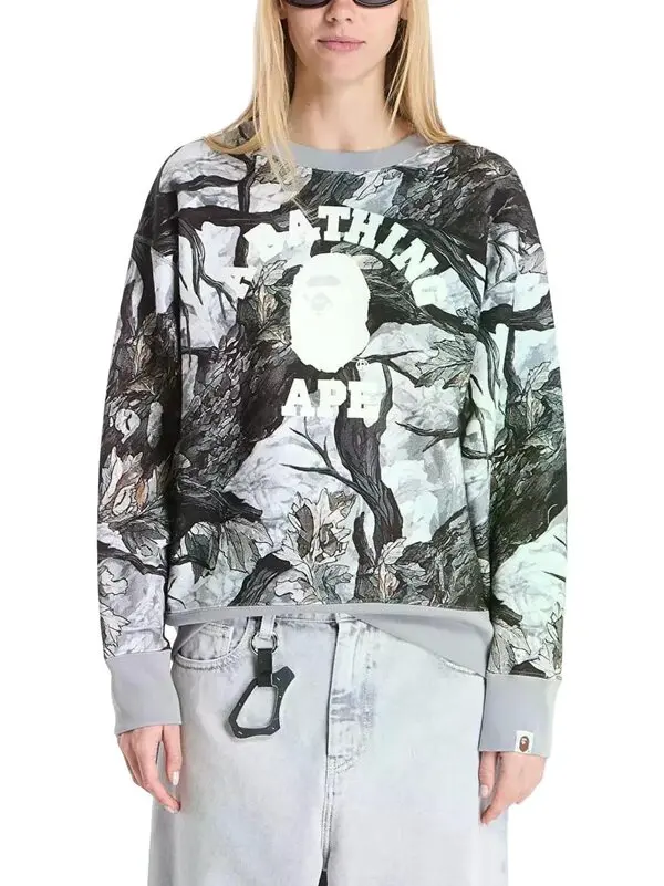 A BATHING APE Tree Edge Camo College Sweatshirt - Black