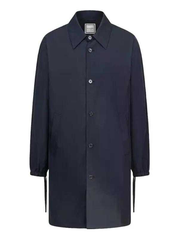 WOOYOUNGMI Logo-patch Coat With Drawstring Cuffs - Blue