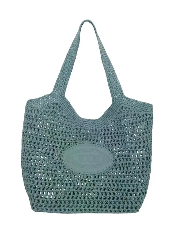 TOD'S Logo-patch Crochet-knit Tote Bag - Blue