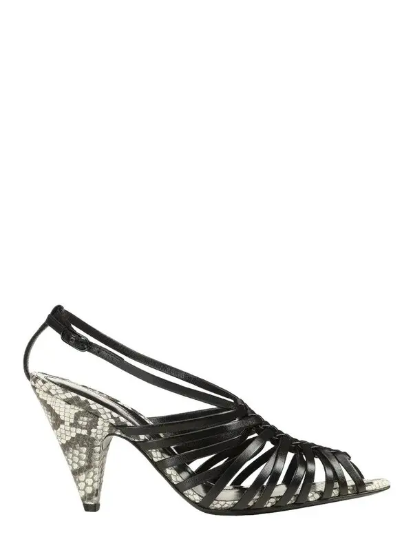 SERGIO ROSSI Wovenia Leather Sandals - Black