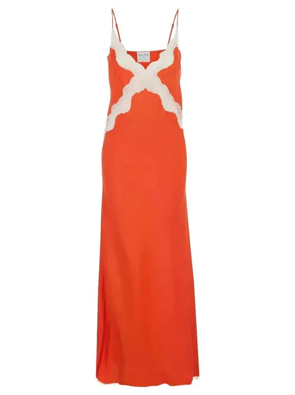 FORTE_FORTE Lace-trim Maxi Dress - Orange