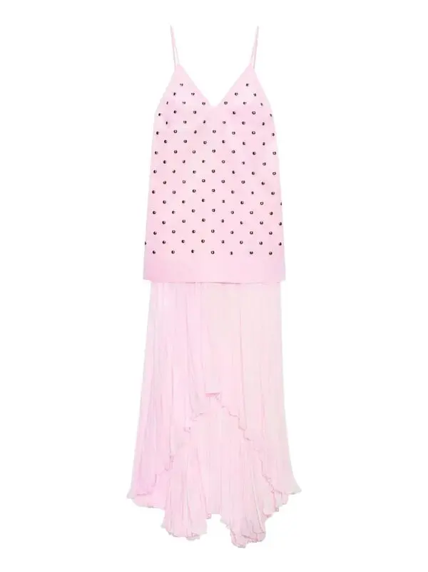 MSGM Studded Pleated Asymmetric Dress - Pink