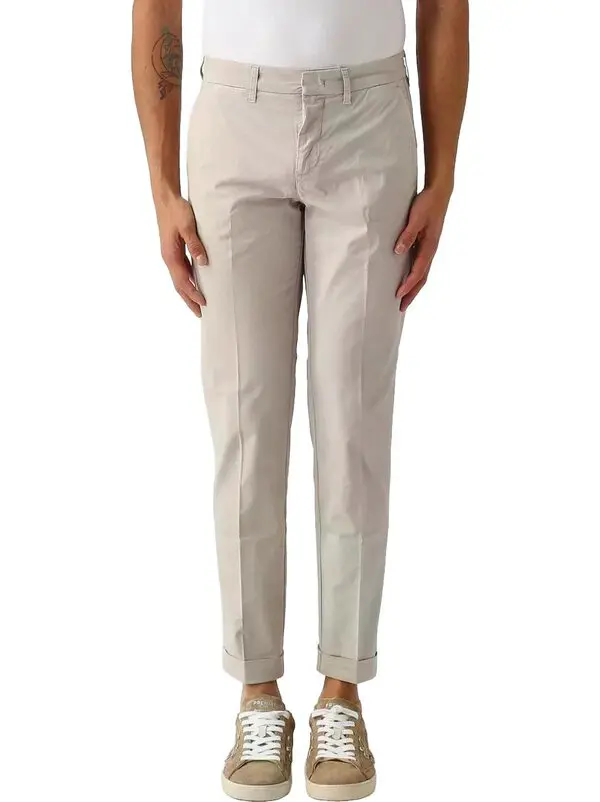 FAY Logo-patch Turned-up Trousers - Neutrals