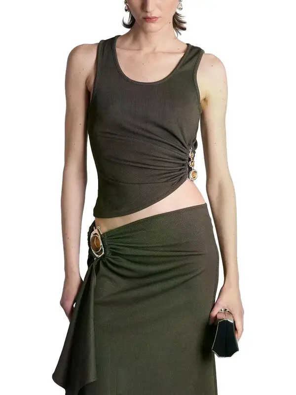 Christopher Esber Droplet Crystal Ruched Top - Green