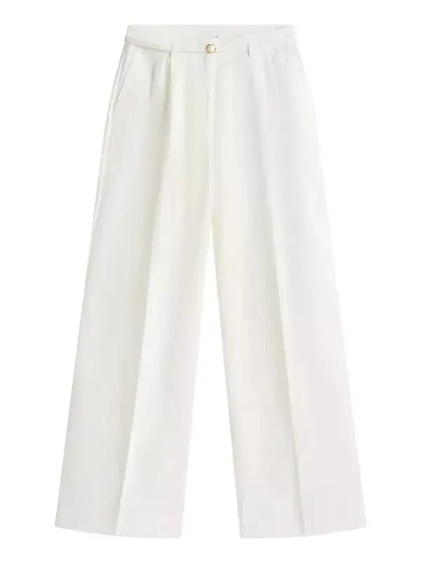Tommy Hilfiger Belted Pleated Wide-leg Linen-blend Trousers - White