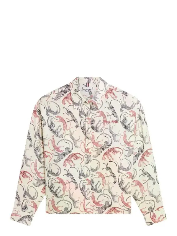 Tommy Hilfiger Oversized Animal-print Linen Shirt - Neutrals