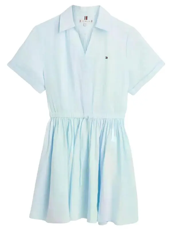 Tommy Hilfiger Drawstring-waist Relaxed Linen Mini Dress - Blue