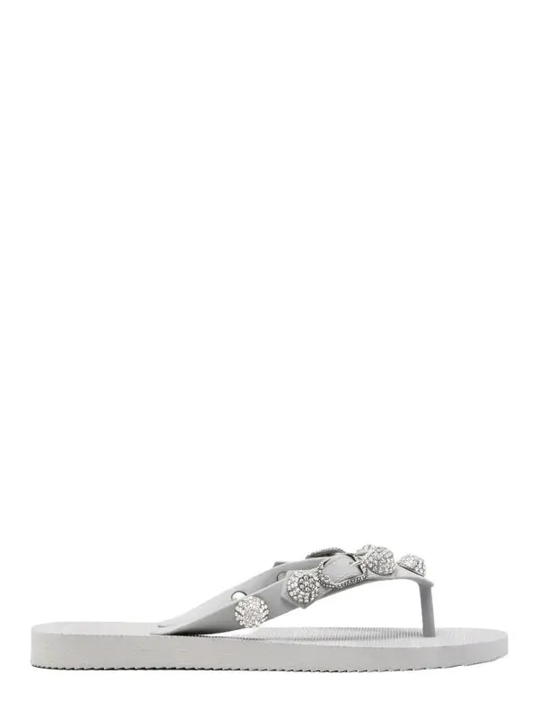 Balenciaga Cagole Crystal-embellished Flip-flops - Grey