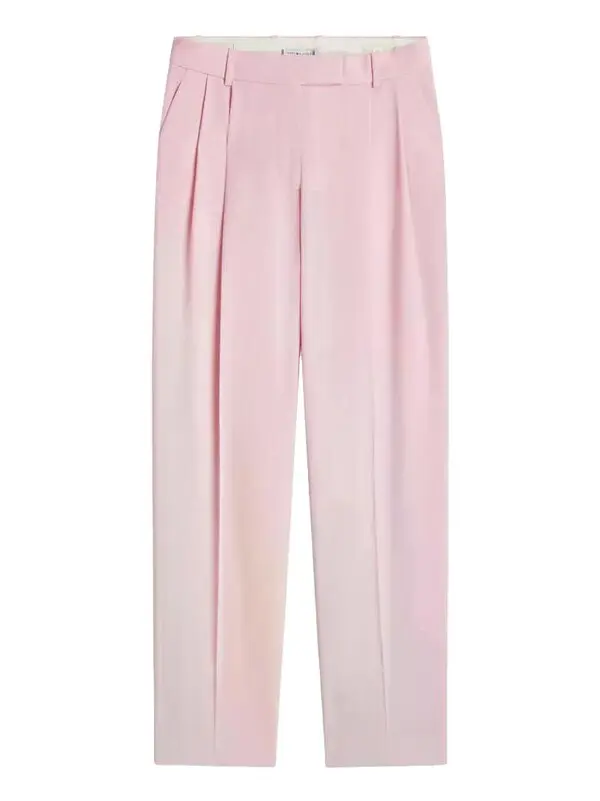 Tommy Hilfiger Pleated Straight-leg Wool-blend Trousers - Pink