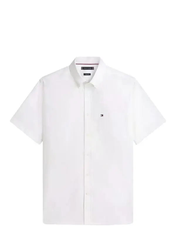 Tommy Hilfiger Regular-fit Button-down Short-sleeve Cotton Oxford Shirt - White