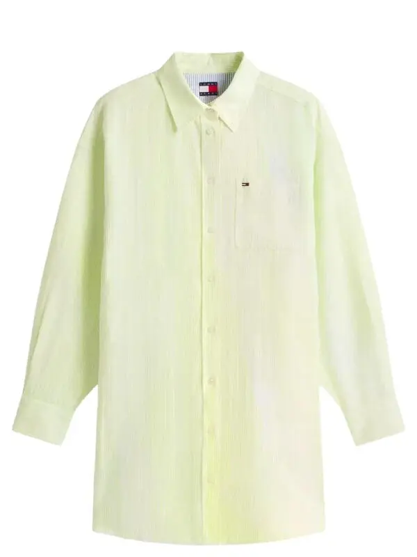 Tommy Hilfiger Oversized Vertical-stripe Linen Mini Shirt Dress - Green