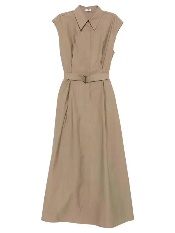 Brunello Cucinelli Belted Sleeveless Midi Dress - Neutrals