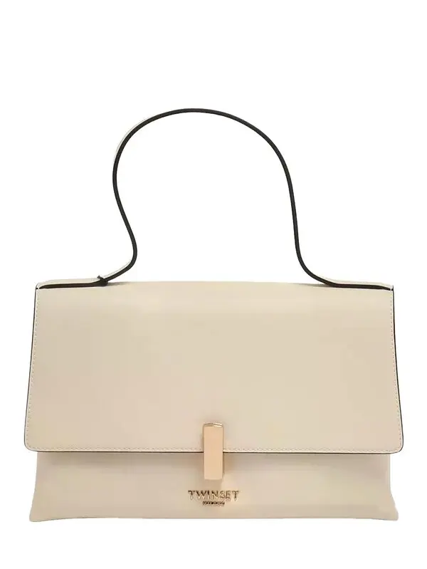 TWINSET Foldover Clutch With Logo Plaque - Neutrals