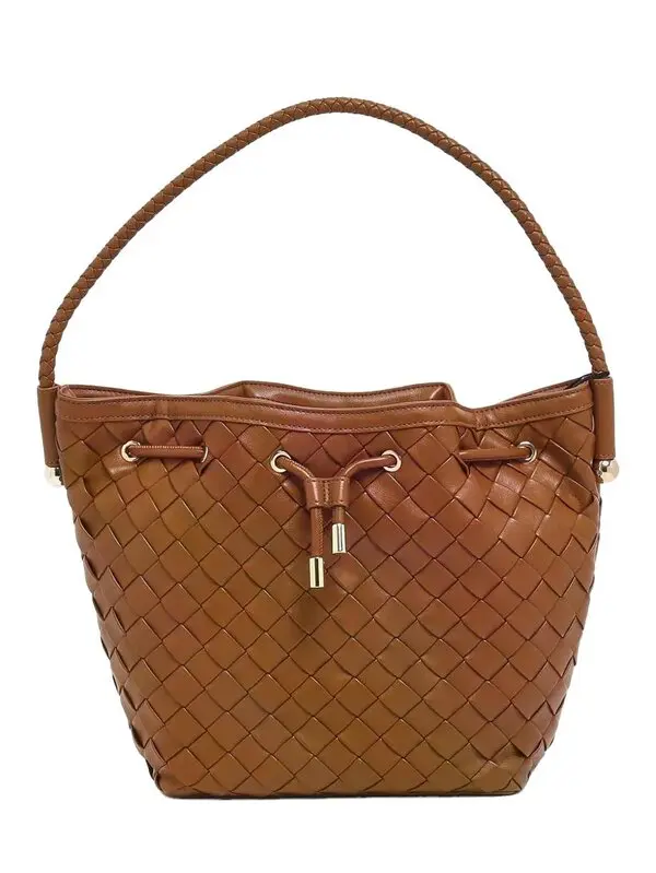 TWINSET Woven Drawstring Tote Bag - Brown