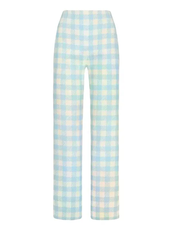 Oscar De La Renta Gingham Wool-blend Ankle Pants - Blue