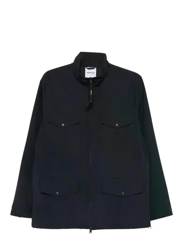 Aspesi Zip-up Jacket With Pocket Detail - Blue