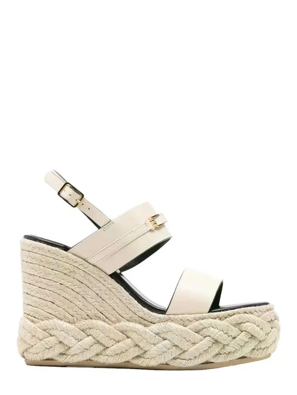 SERGIO ROSSI Braided-sole Wedge Sandals - Neutrals