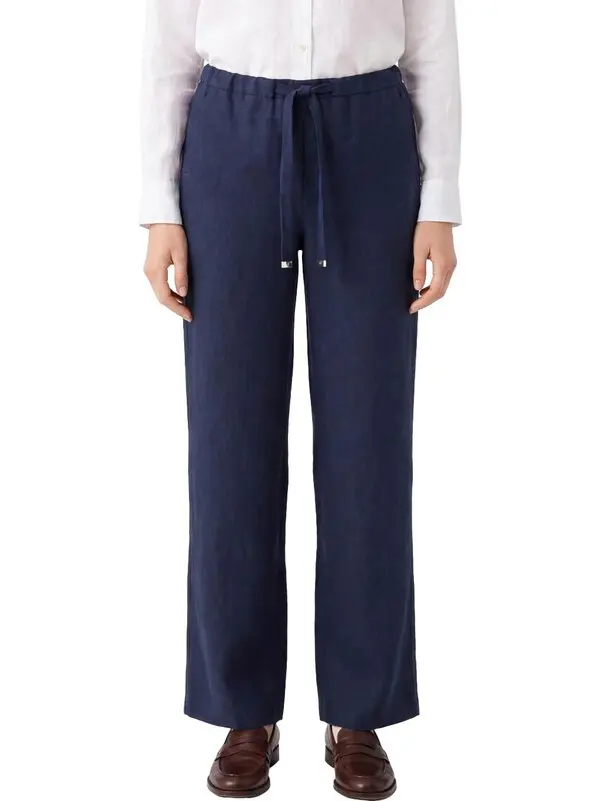 Max Mara Linen Wide-leg Trousers - Blue