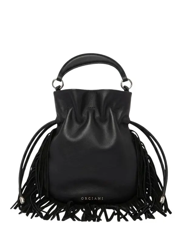 ORTIGNI Fringe Handbag - Black