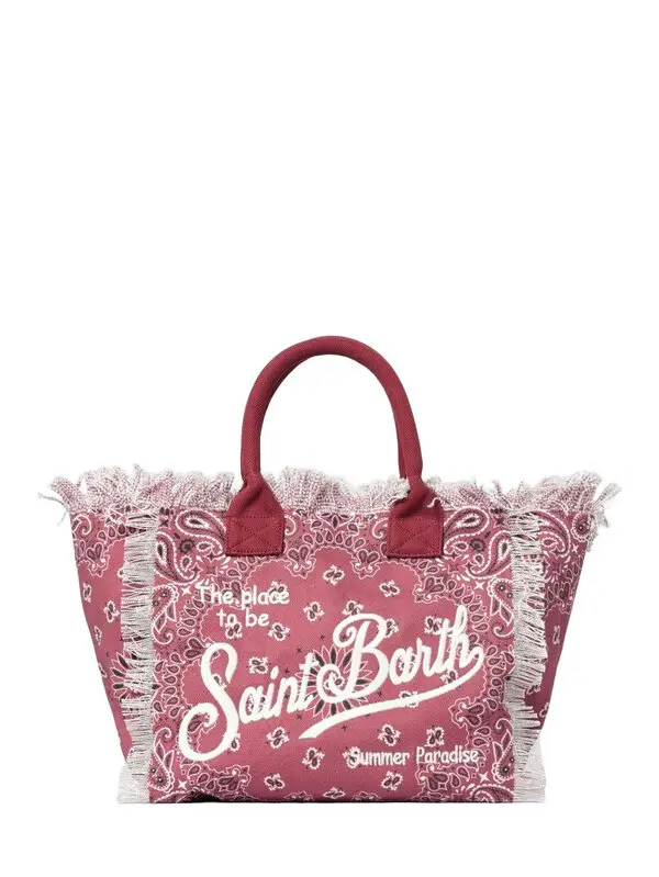 MC2 SAINT BARTH Printed Cotton Vanity Bag With Logo - Wine