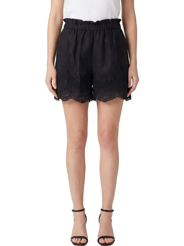 TWINSET Embroidered Lace Shorts - Black